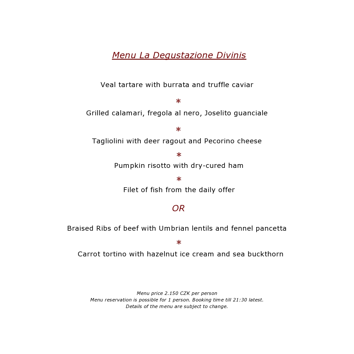 Menu La Degustazione Divinis – Divinis